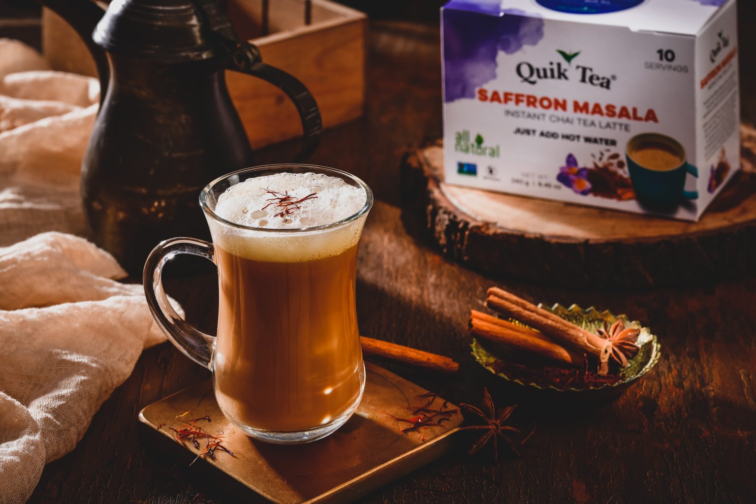 Saffron Masala Chai Tea Latte | Single Serve | QuikTea | Instant Chai